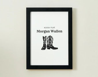 Alexa, Play Morgan Wallen Country Music Poster Wall Art Print Western ...