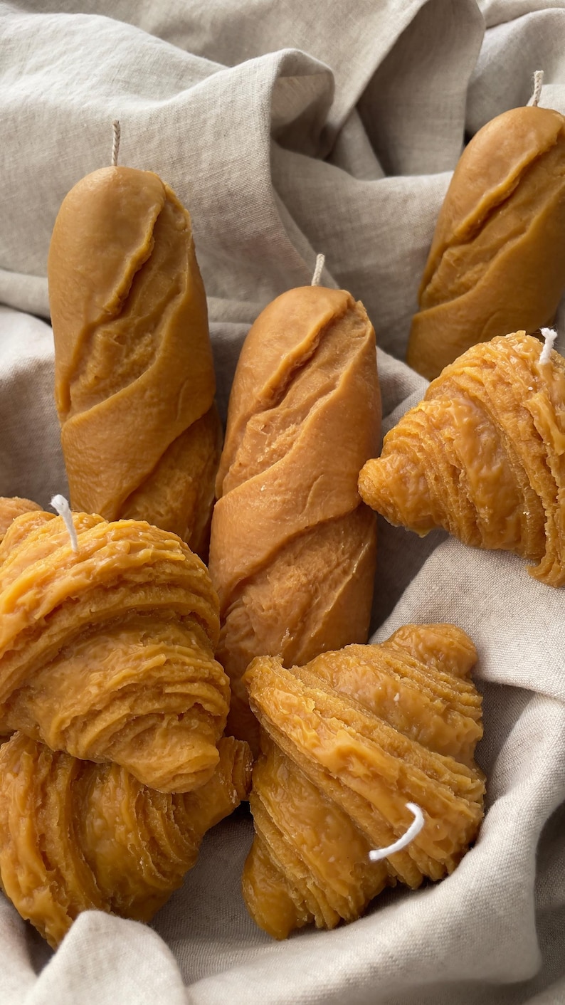 Handmade Croissant Candle: Natural Soy Wax Food Candle - Etsy