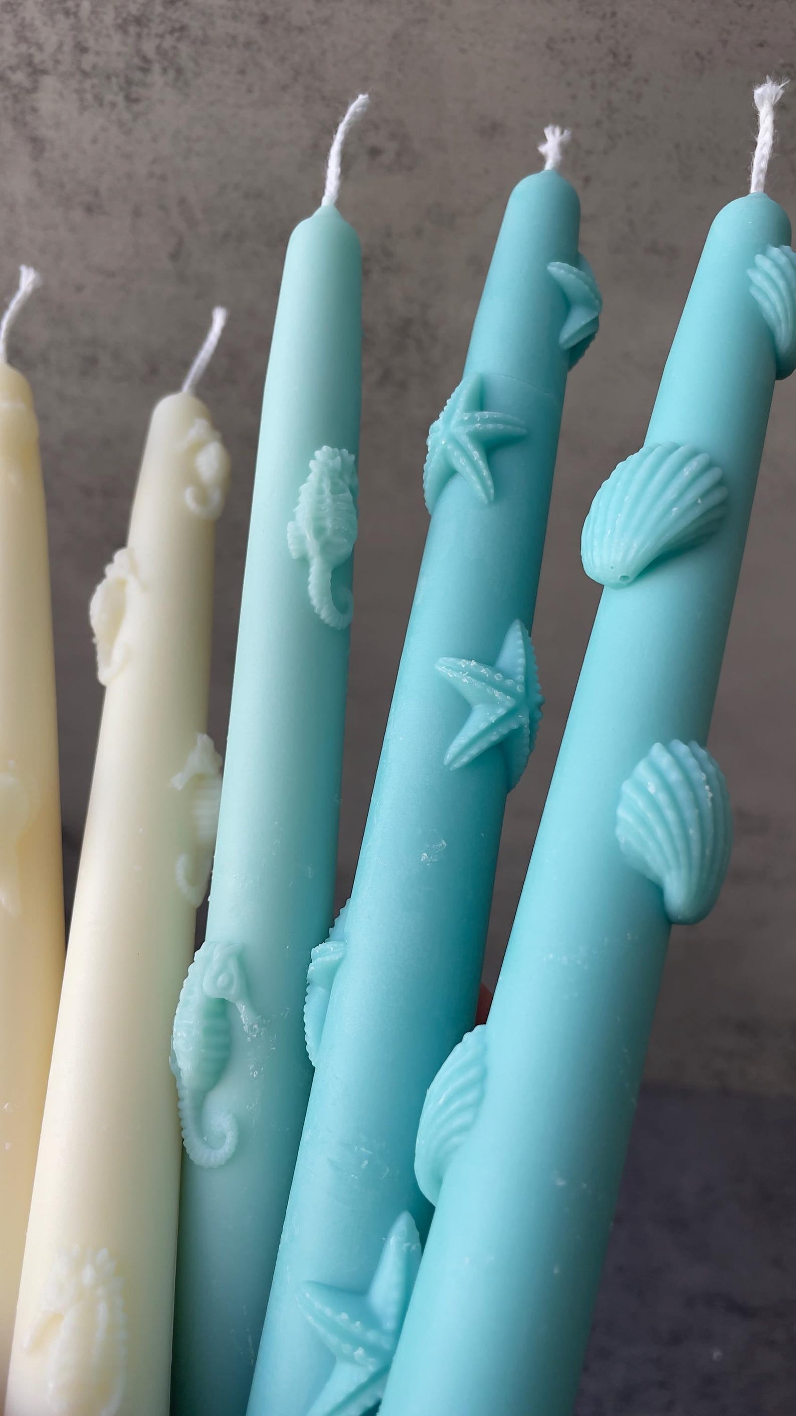 Seashell Taper Candles (set of 4): Soy Wax & Beeswax, Ocean Theme - Etsy