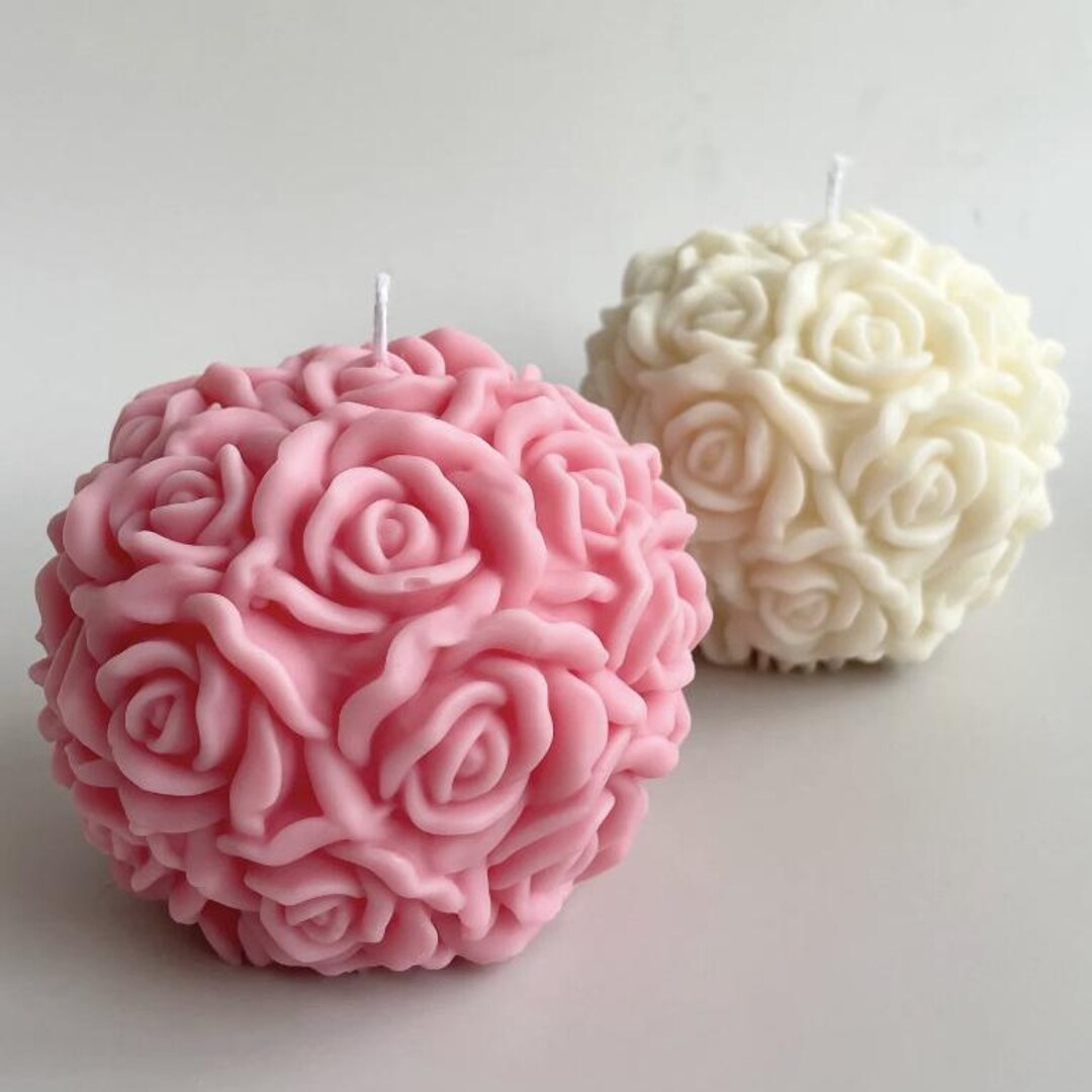 Romantic Floral Sphere Wax Luminary: Handcrafted Rose Petal Ball Candle ...