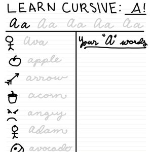 Learn Cursive! Letter A - Digital Download - Etsy