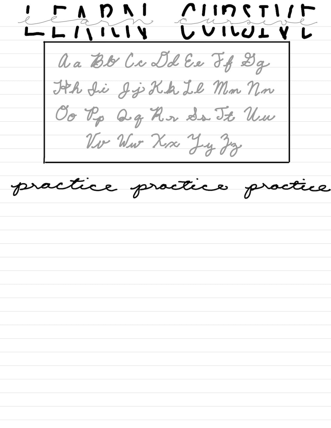 Practice Cursive Alphabet Worksheet - Digital Download - Etsy