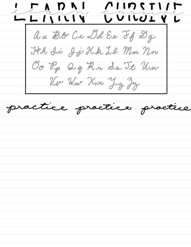 Practice Cursive Alphabet Worksheet - Digital Download - Etsy