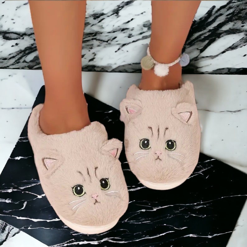 Cute Cat Slippers Fluffy Cat Slippers Soft Plush Kitten Cat - Etsy ...