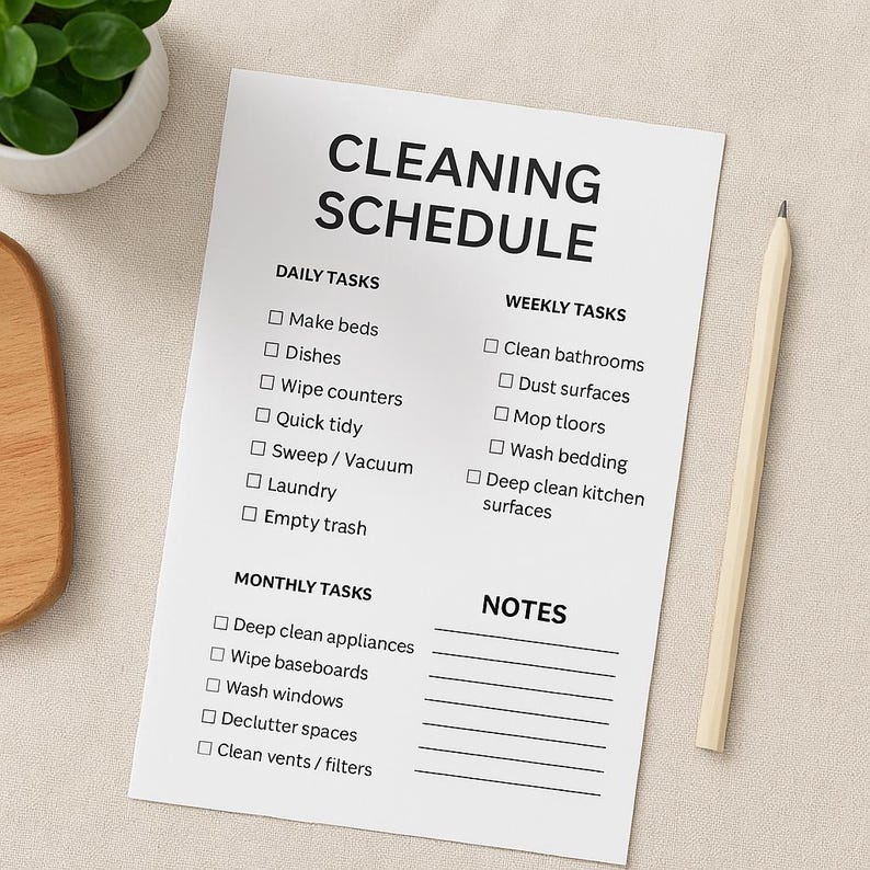 Cleaning Schedule | Daily Weekly Monthly Checklist - Etsy