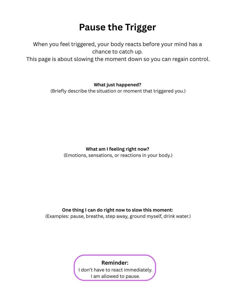Trigger Awareness Worksheet | Self-care Reflection Tool | Emotional ...