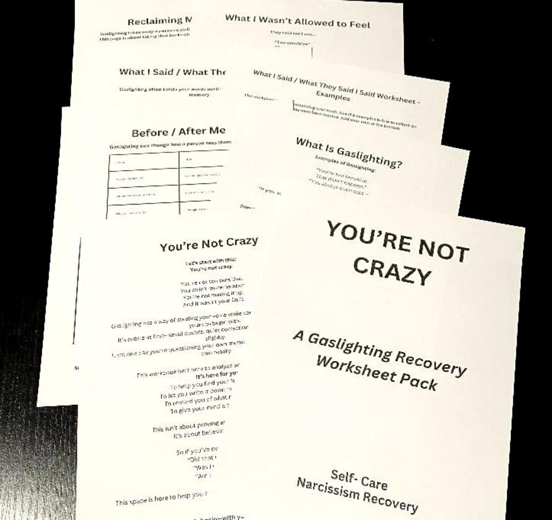 Gaslighting Recovery Worksheet Pack - You're Not Crazy | Self-healing ...