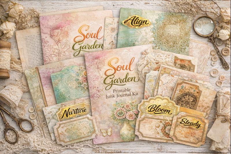 Junk Journal Printable Soul Garden – 10 Journal Pages & 5 Ephemera ...