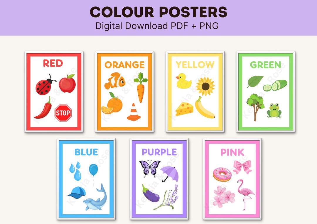 Colour Posters, Color Posters, Rainbow, Printable, Digital Download ...