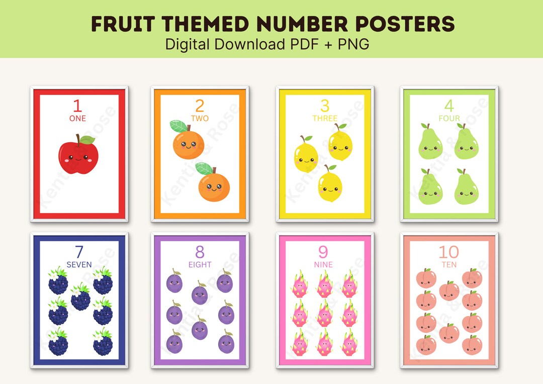 Fruit Themed Number Posters, Counting to 10, Preschool Posters, Pre-k ...