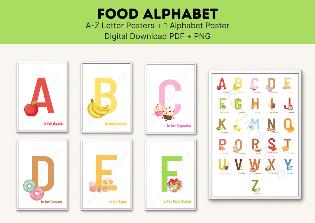 Food Alphabet Posters, Preschool Posters, Educational Resource, Digital ...