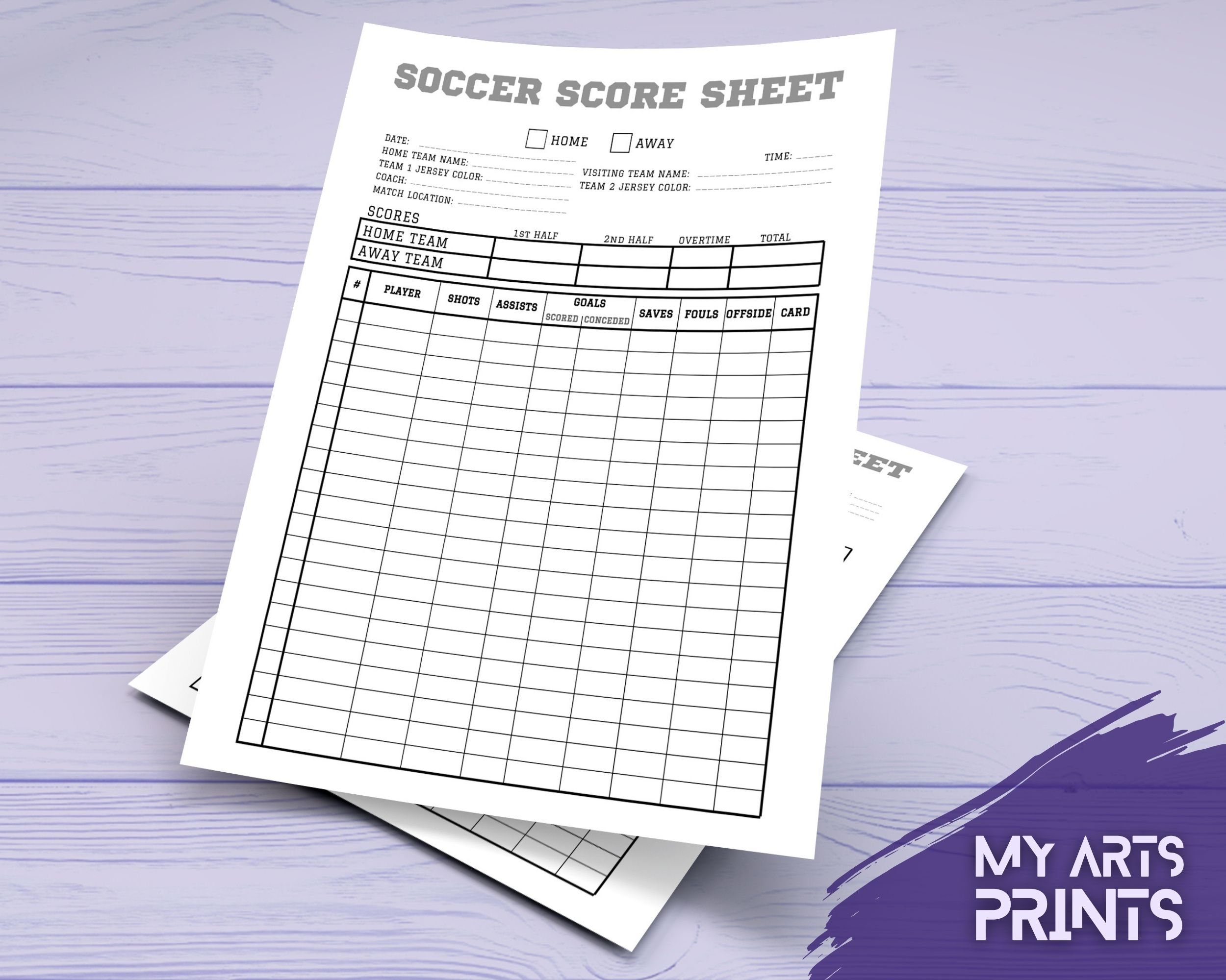 Soccer Score Sheet Printable Instant Download PDF Soccer Score Pad ...