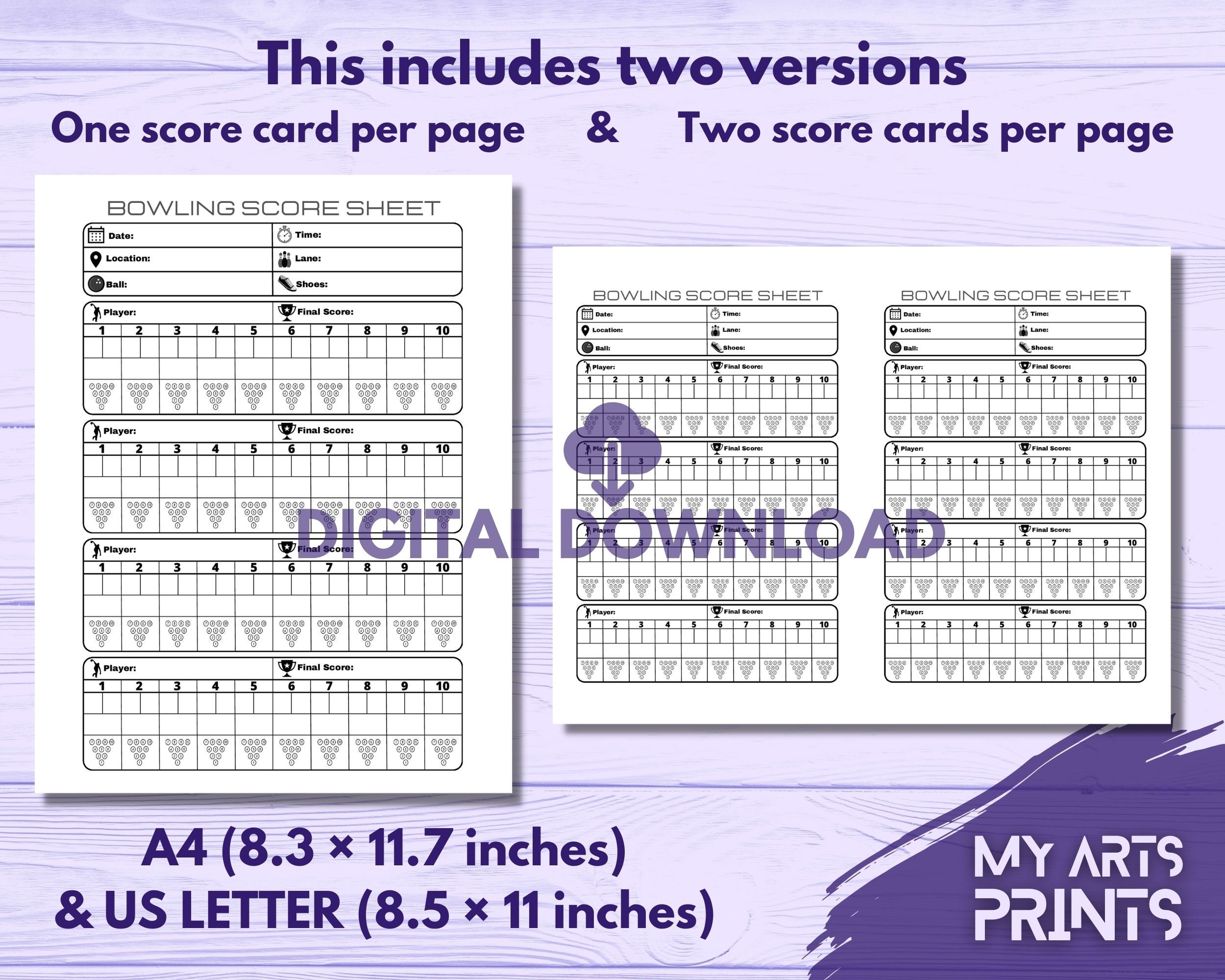Bowling Score Sheet Printable Instant Download PDF Bowling Score Pad ...