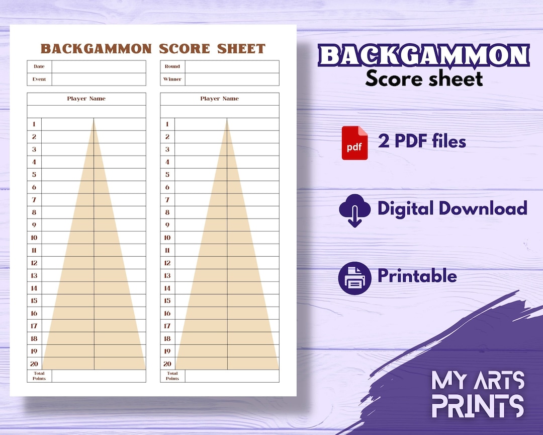 Backgammon Score Card Printable Backgammon Game Score Pad - Etsy