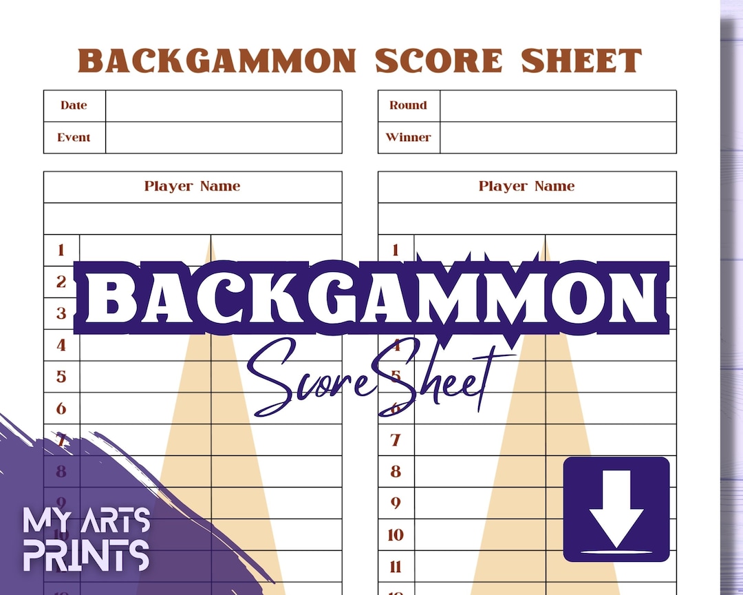 Backgammon Score Sheet Printable, Backgammon Game Score Pad, Backgammon ...