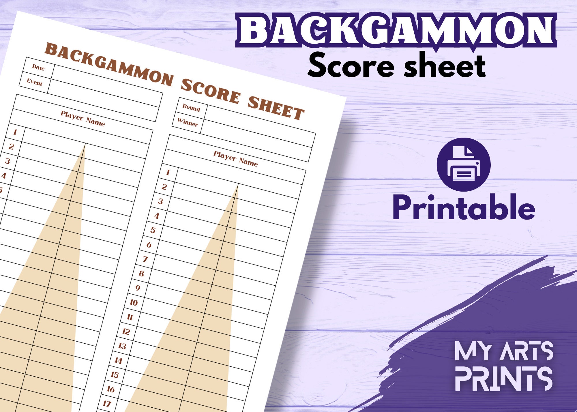 Backgammon Score Card Printable Backgammon Game Score Pad - Etsy