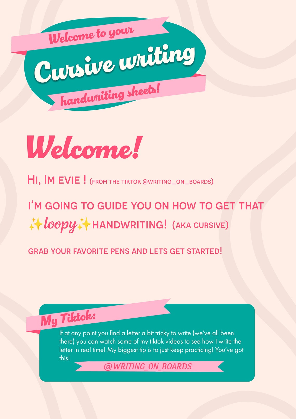 Easy Cursive Handwriting Practice/guide/tutorial - PDF - Cute ...