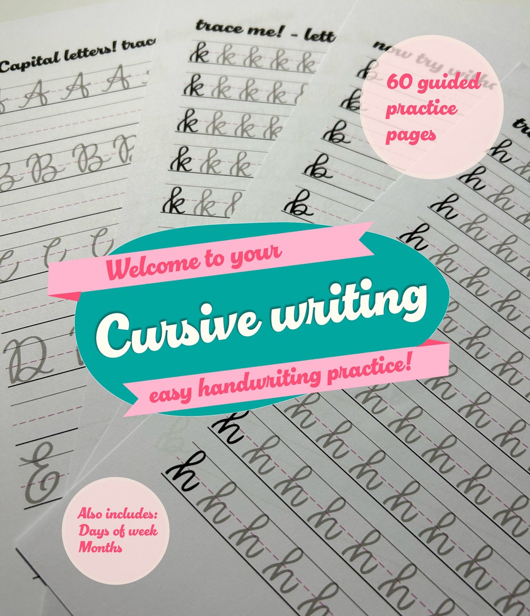 Easy Cursive Handwriting Practice/guide/tutorial - PDF - Cute ...