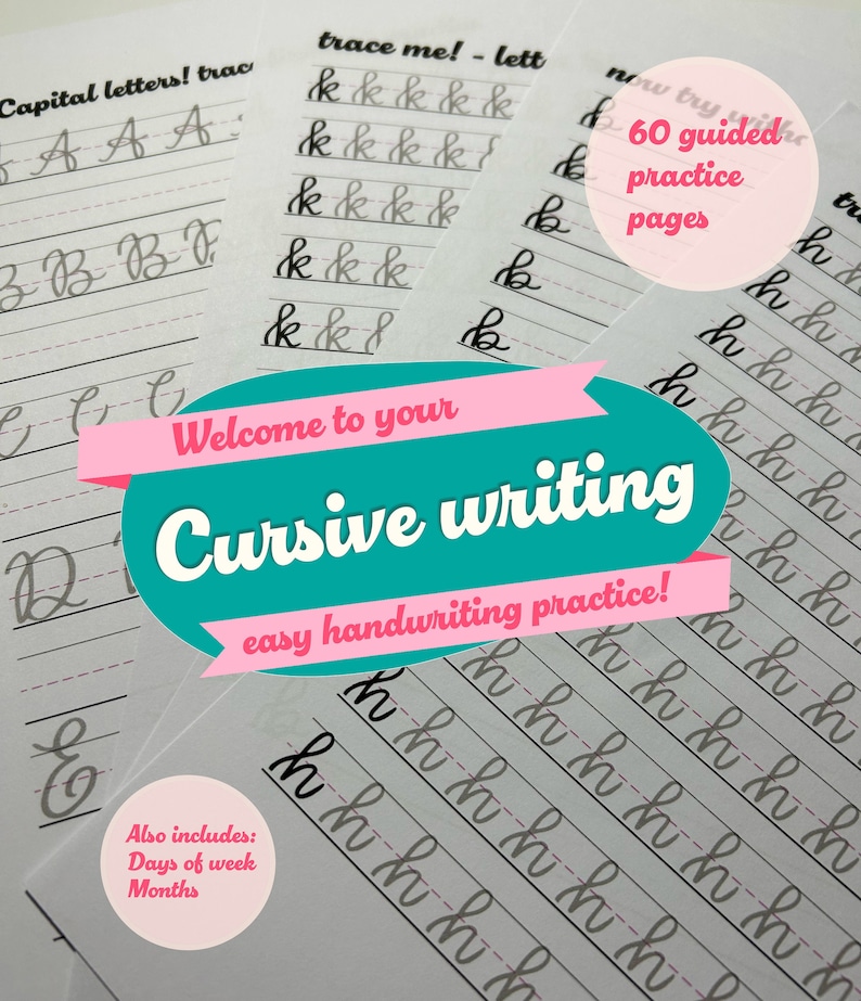 Easy Cursive Handwriting Practice/guide/tutorial - PDF - Cute ...