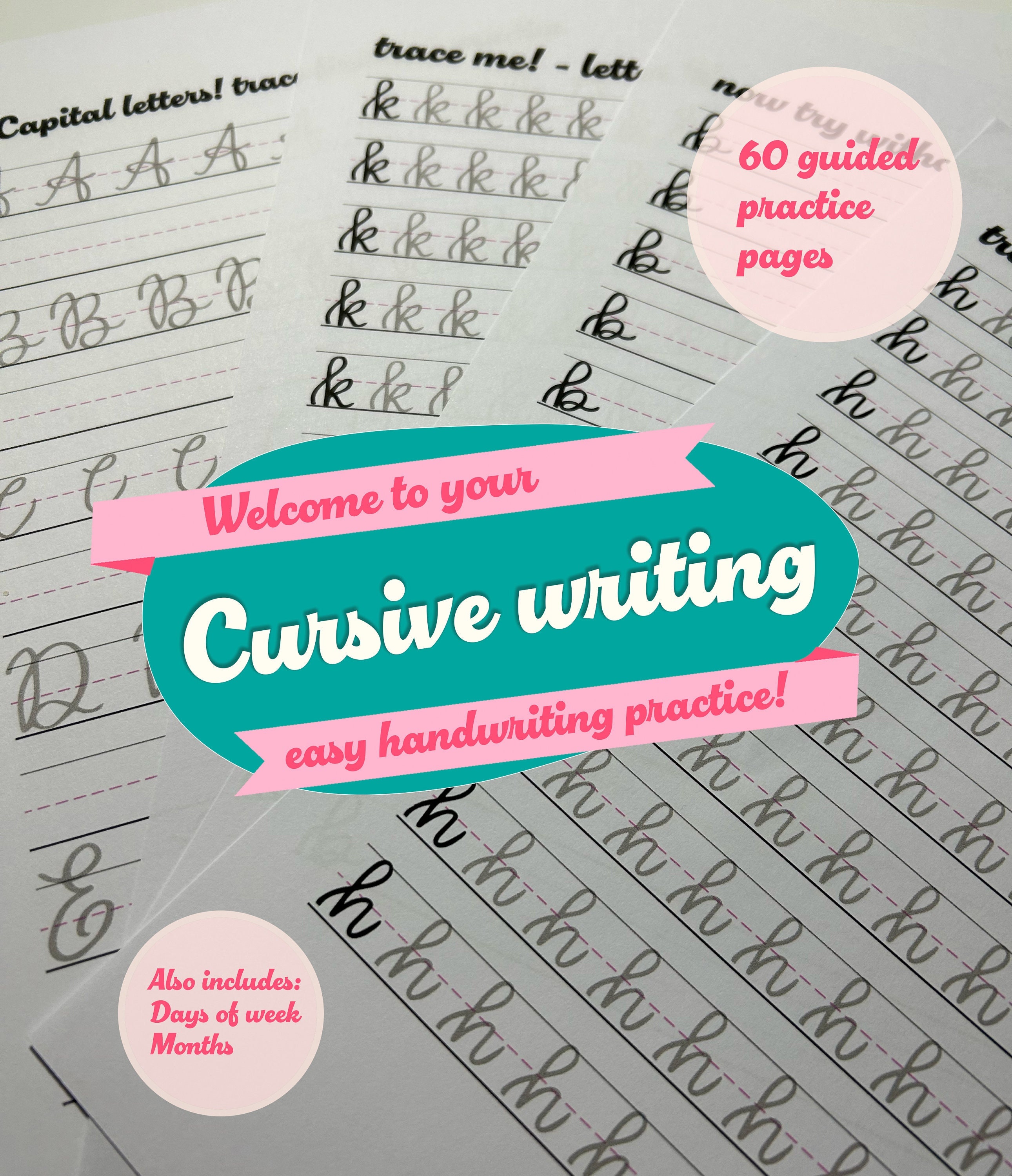 Easy Cursive Handwriting Practice/guide/tutorial - PDF - Cute ...