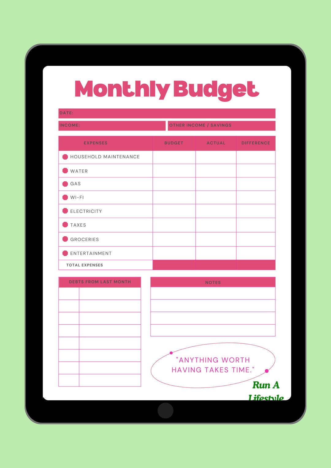 Red Minimal Monthly Budget Planner - Etsy