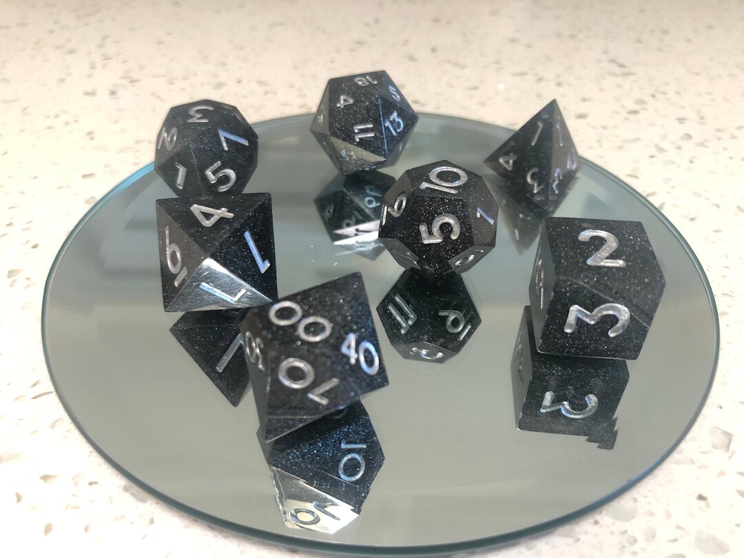Black Dice DND Dice Sharp Edge Dice Resin Dice TTRPG Dice Dice Set Role ...