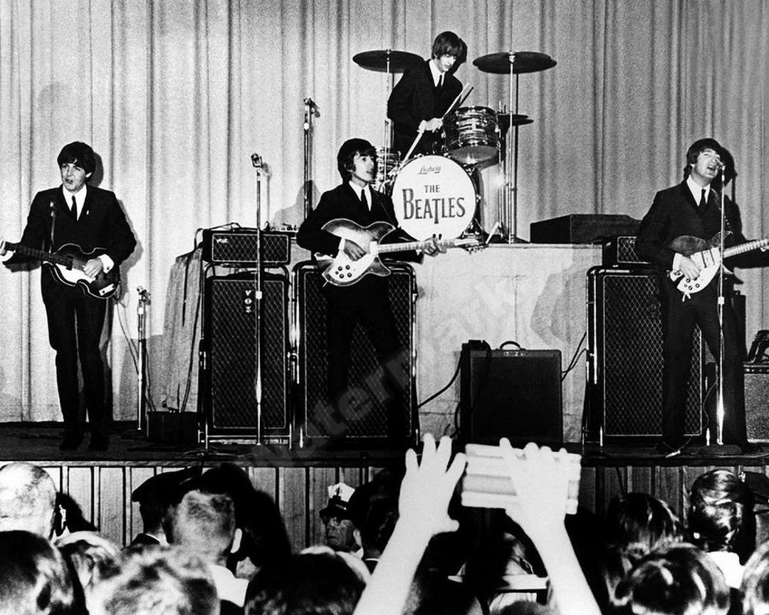The Fab 4 on Stage Wall Art Photo Posters Movies Celeb Celebrity Canvas ...