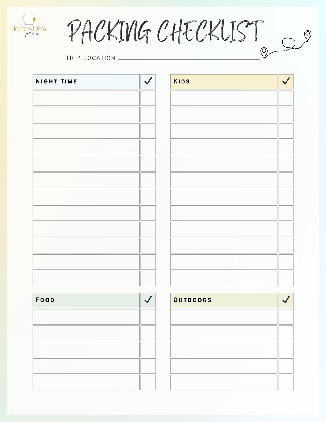 Packing List (blank) - Etsy