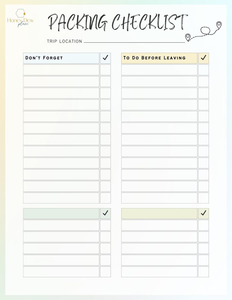 Packing List (blank) - Etsy