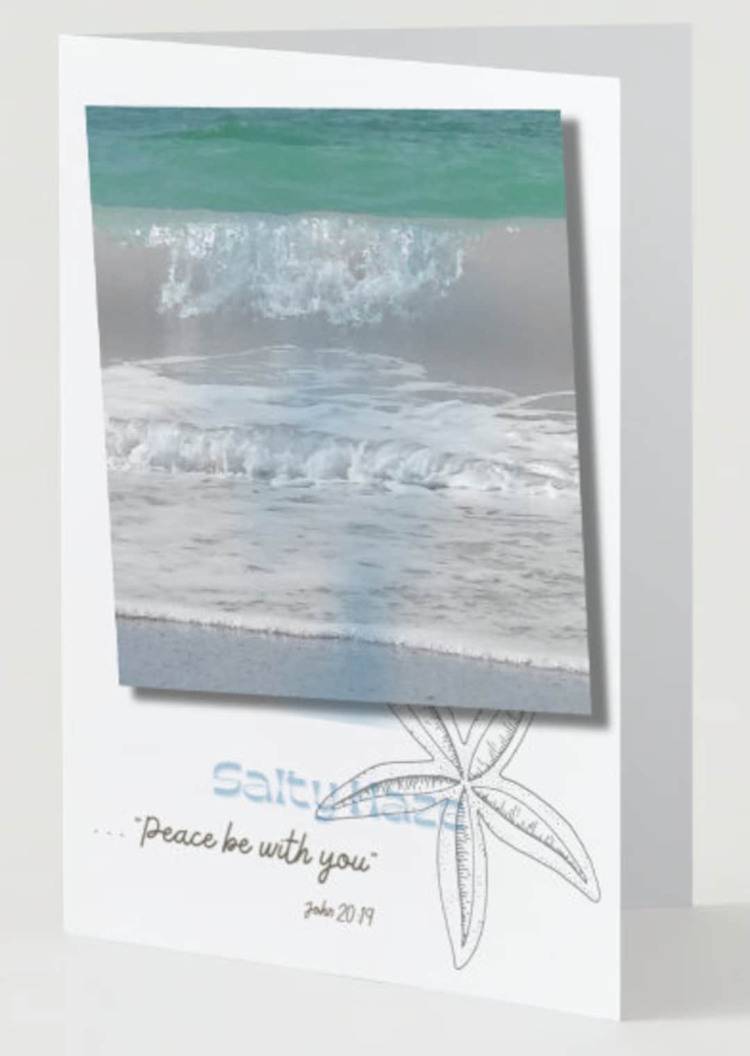 Printable Beach Seaside Blank Note Card, Greeting Card, Star Fish ...