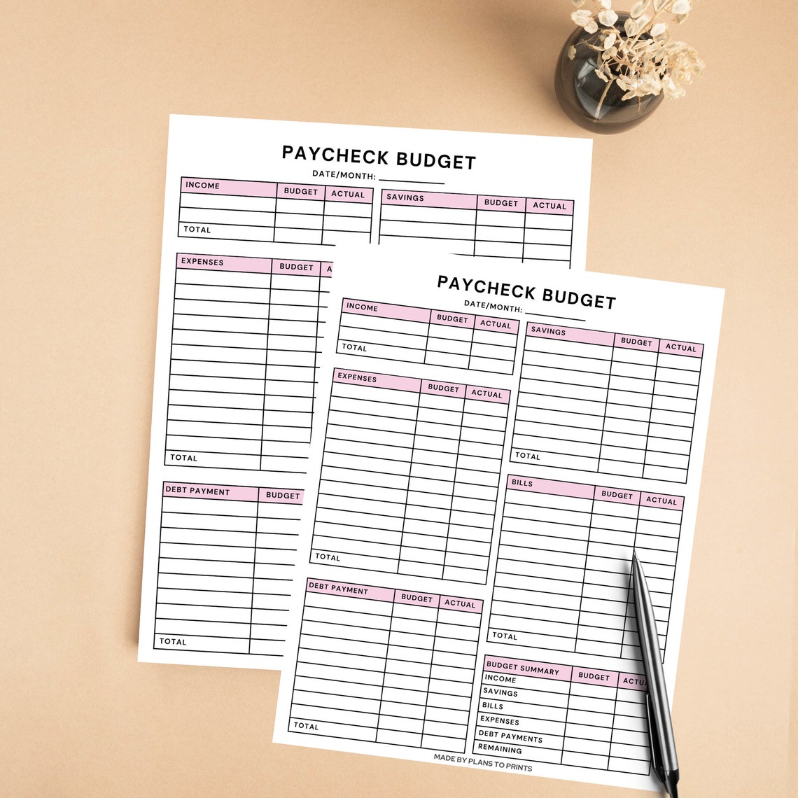 Paycheck Budget Bill Tracker Printable Planner, Budget Template Finance ...