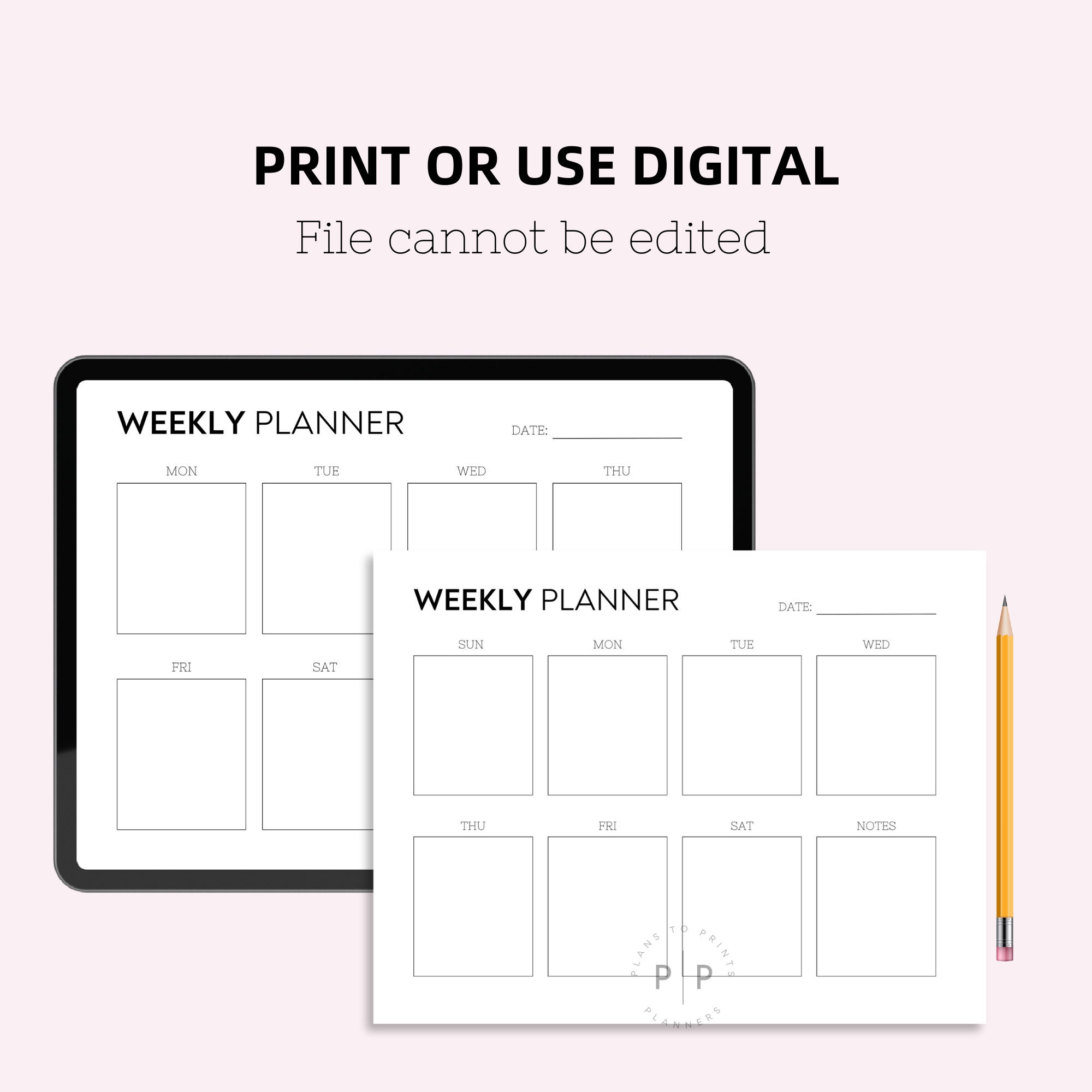 Weekly Planner Printable, Daily Schedule, Landscape Print, Digital ...