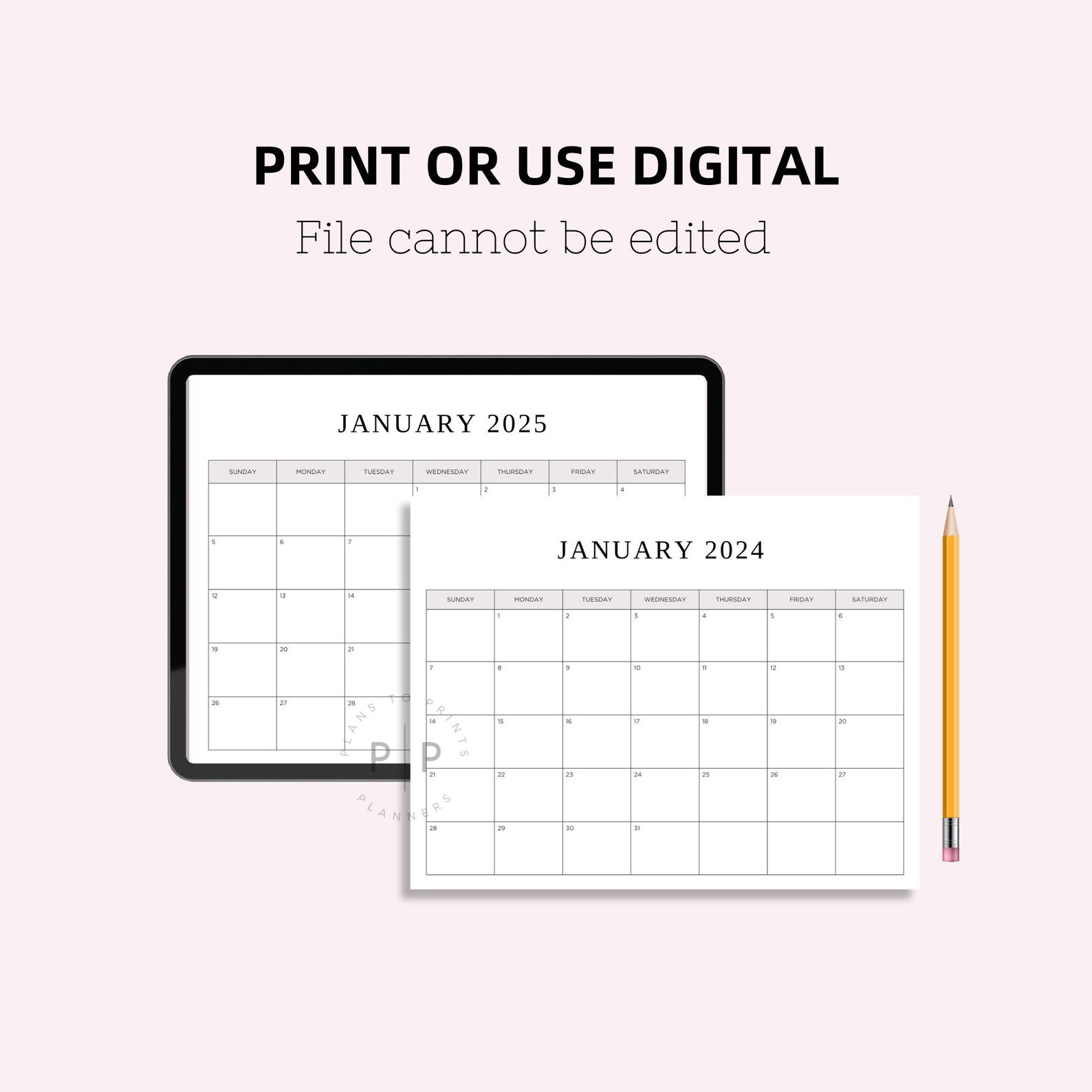 2024 2025 Monthly Calendar Digital Download Planner, Content Calander ...