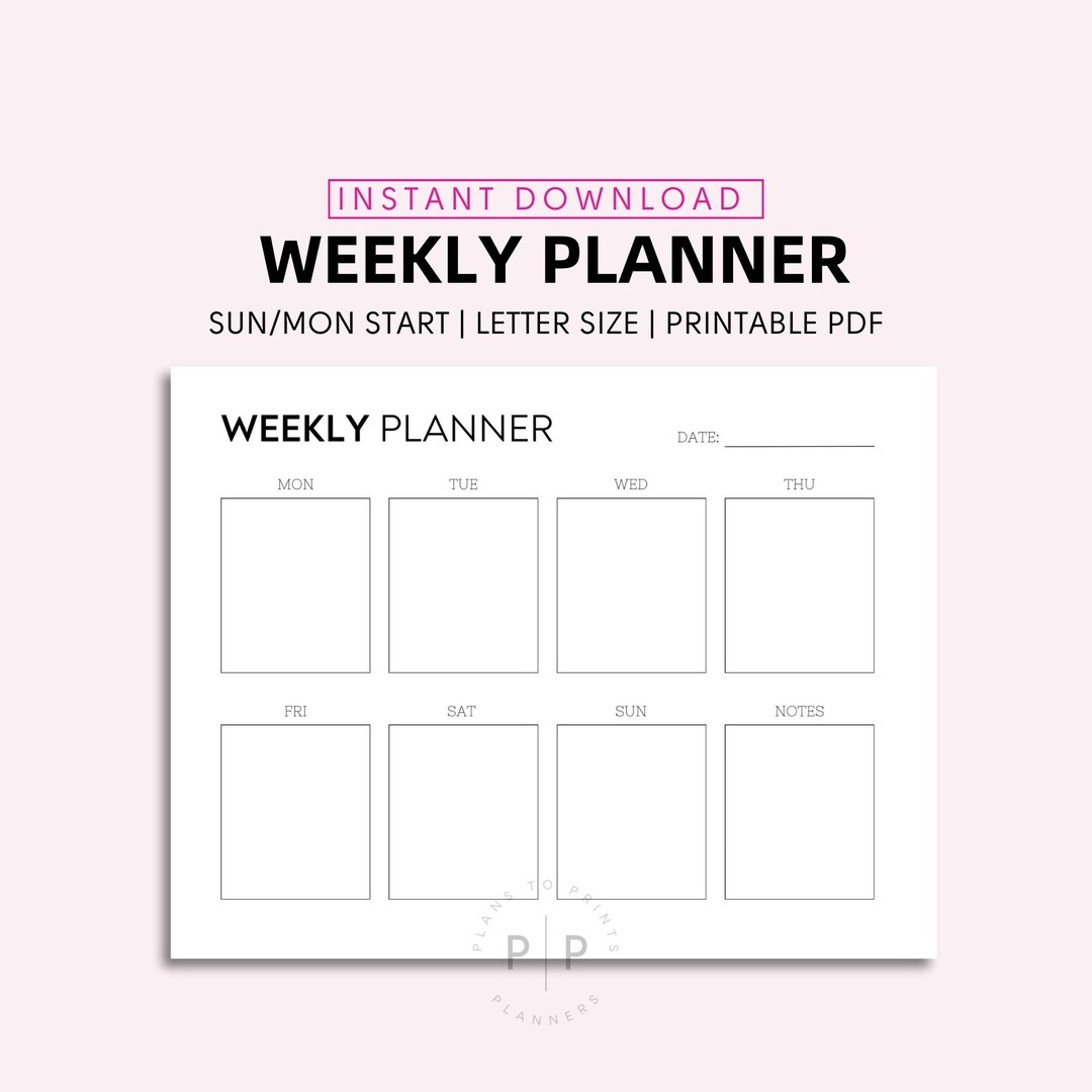Weekly Planner Printable, Daily Schedule, Landscape Print, Digital ...