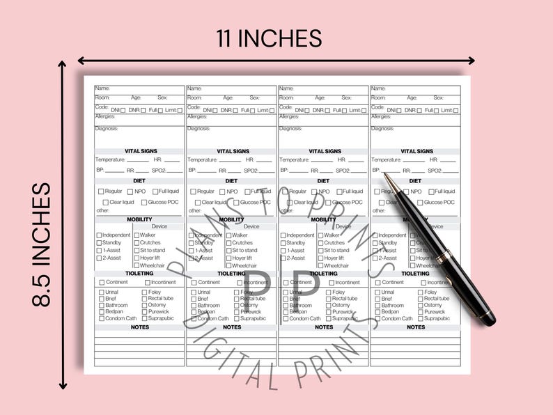 CNA Brain Sheet, CNA Shift Report Sheet, Patient Care Tech, CNA Shift ...
