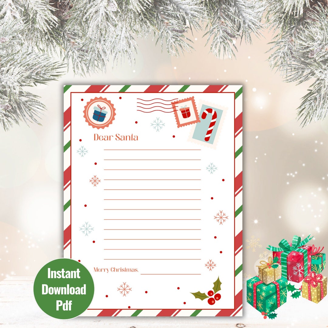 Printable Letter to Santa, Christmas activity kids Letter to Santa ...
