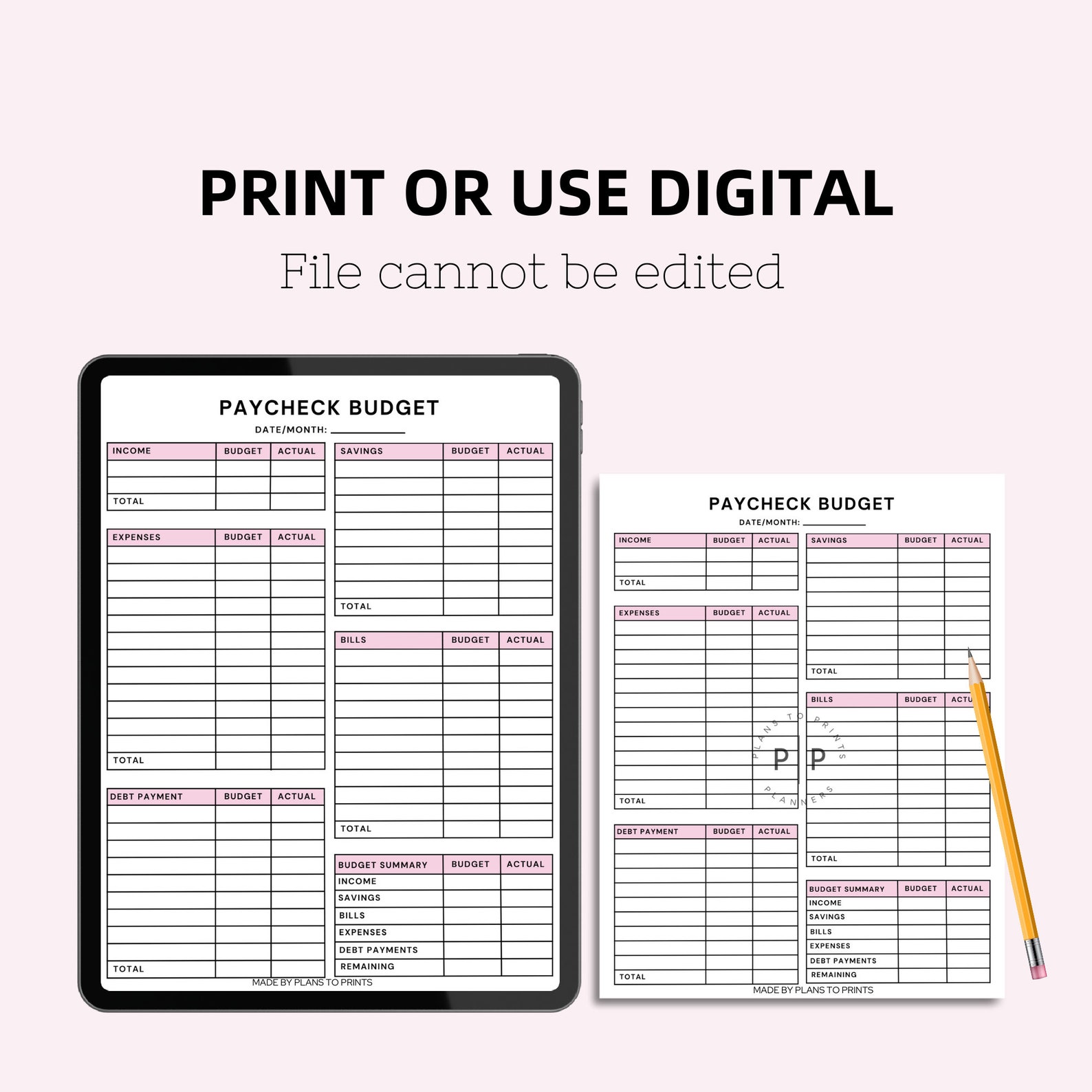 Paycheck Budget Bill Tracker Printable Planner, Budget Template Finance ...