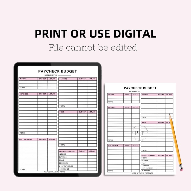 Paycheck Budget Bill Tracker Printable Planner, Budget Template Finance ...