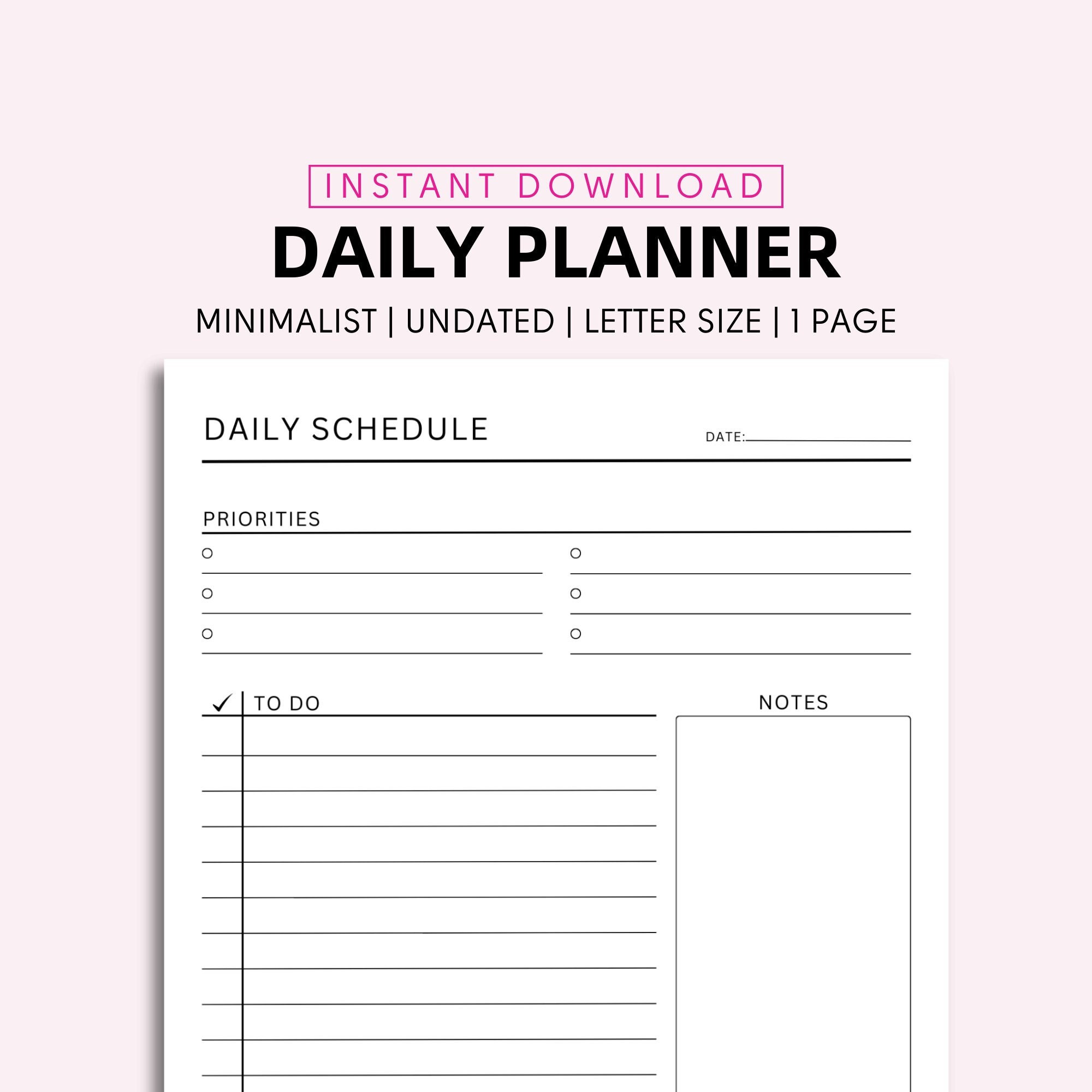2024 Planner Printable to Do List, Daily Schedule, Minimalist Planner ...