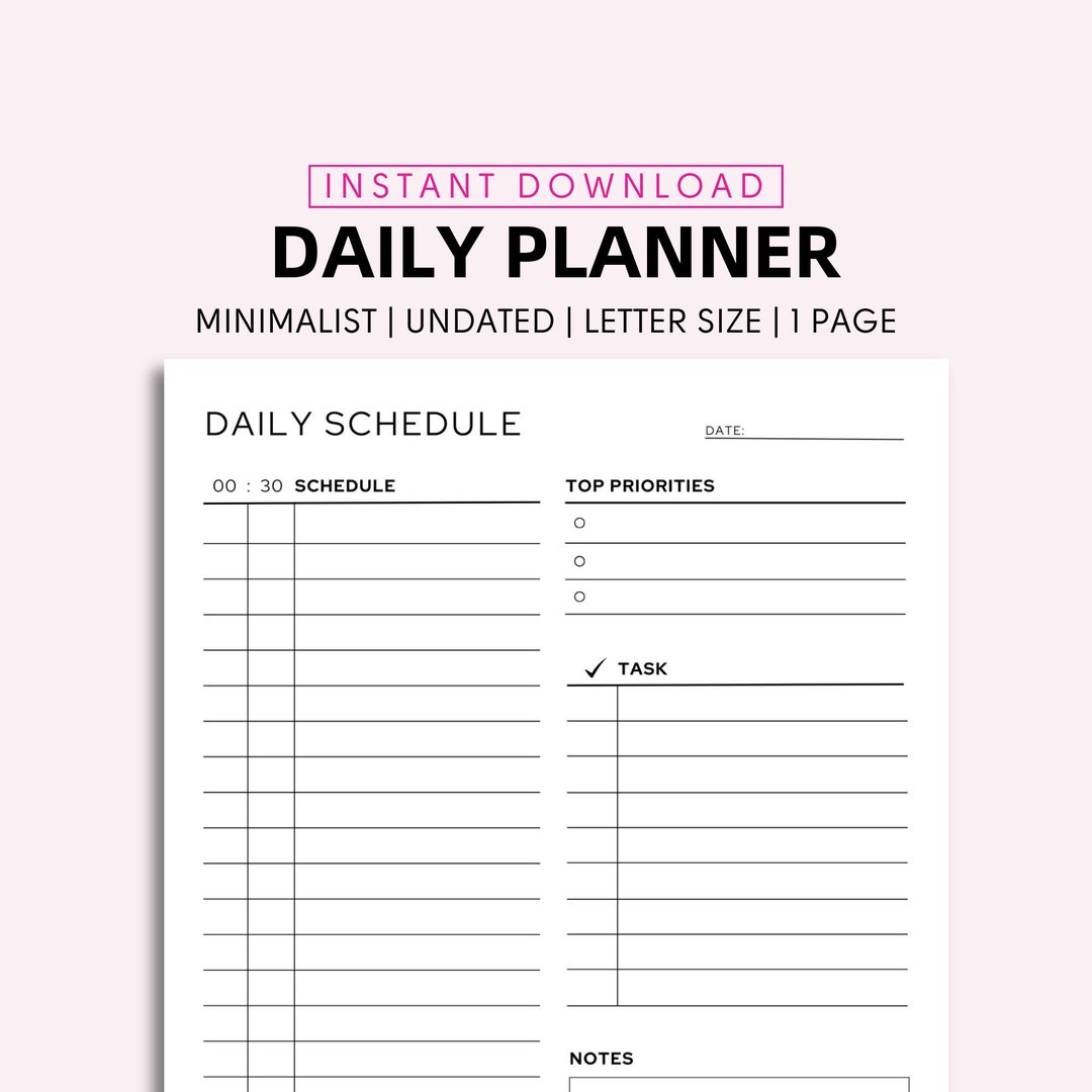 Minimalist Planner Template, Daily Planner Printable, to Do List, Daily ...