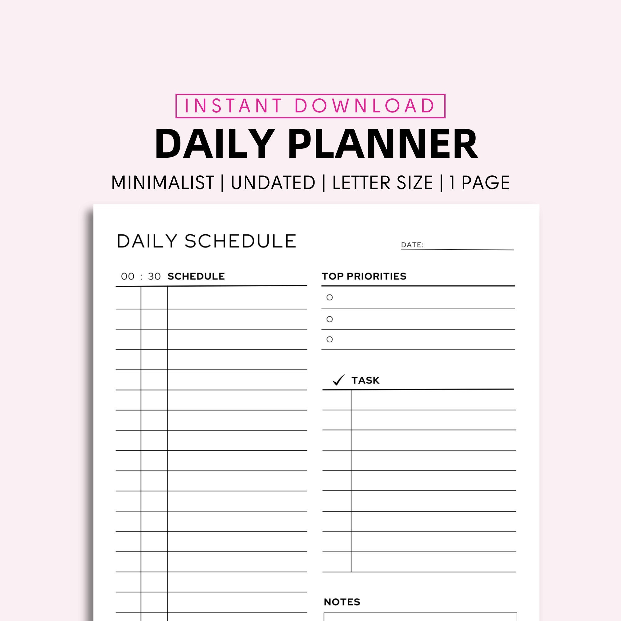 Minimalist Planner Template, Daily Planner Printable, to Do List, Daily ...