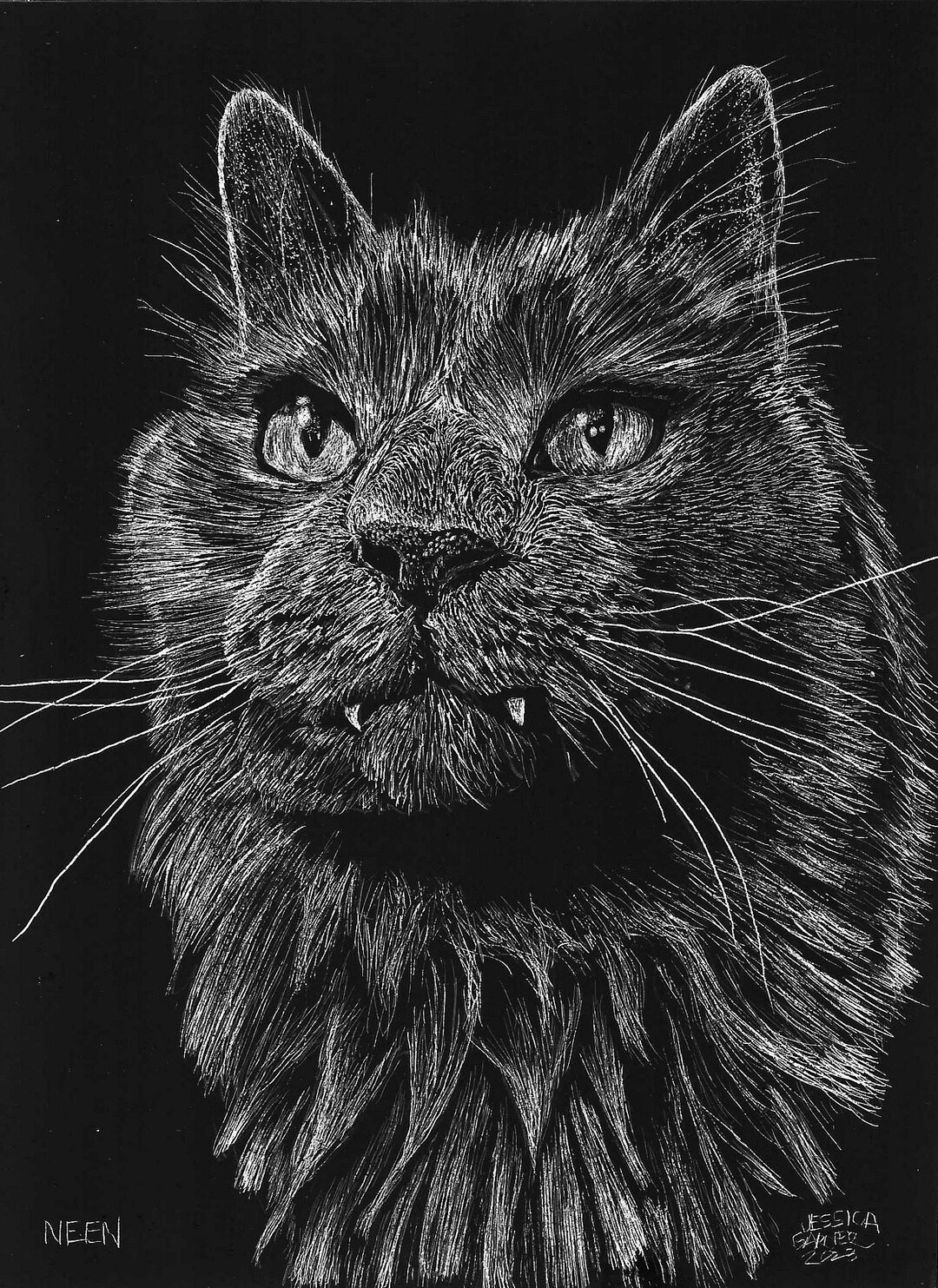 Neen the Nebelung Scratch Art Print - Etsy