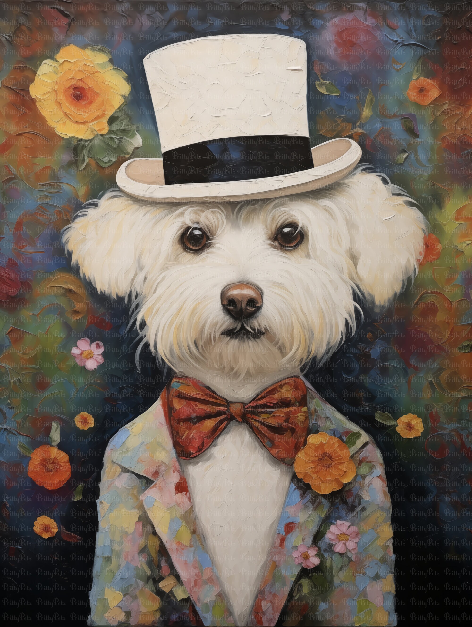 Rolled Posters - Victorian Maltese White Dog in Top Hat & Bowtie Fine ...