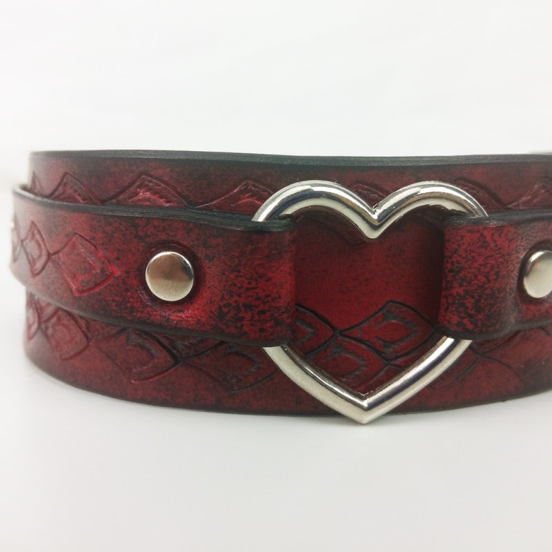 Leather Heart Choker - Etsy