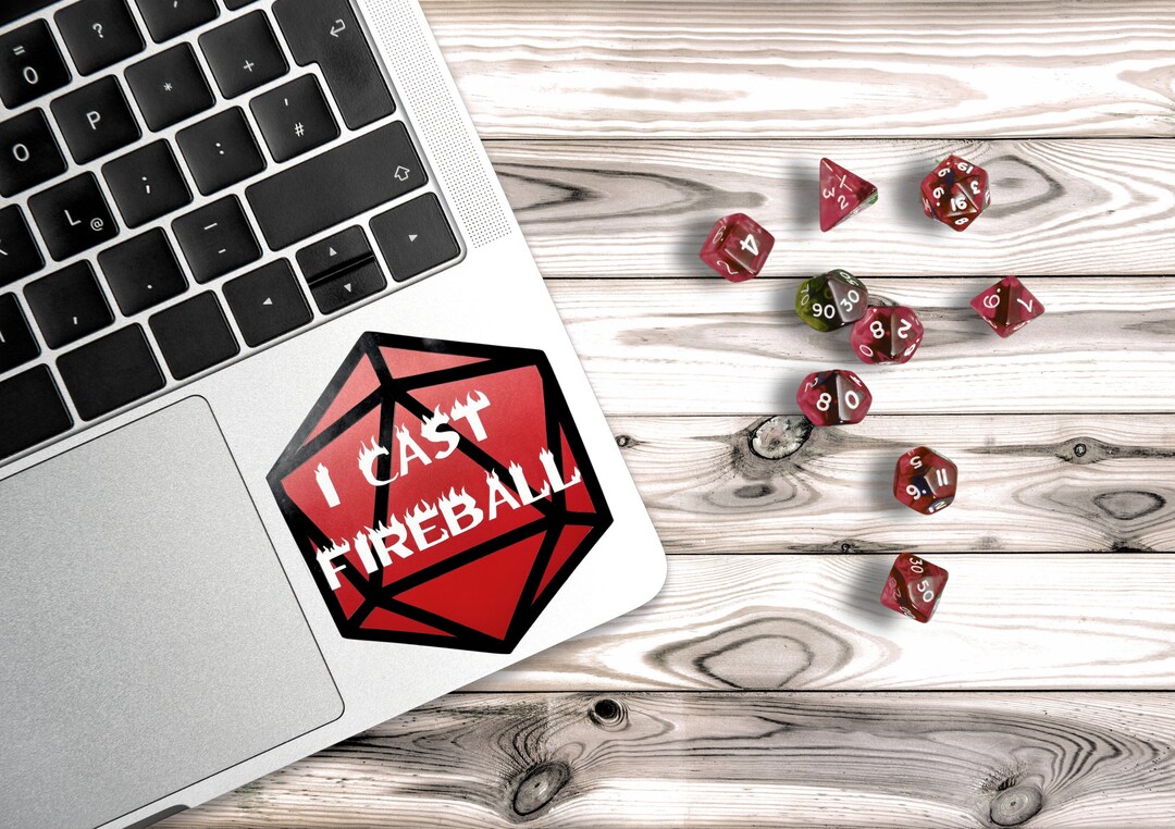 I Cast Fireball, Vinyl Decal, D20 Sticker, Permanent Adhesive Vinyl, 3. ...