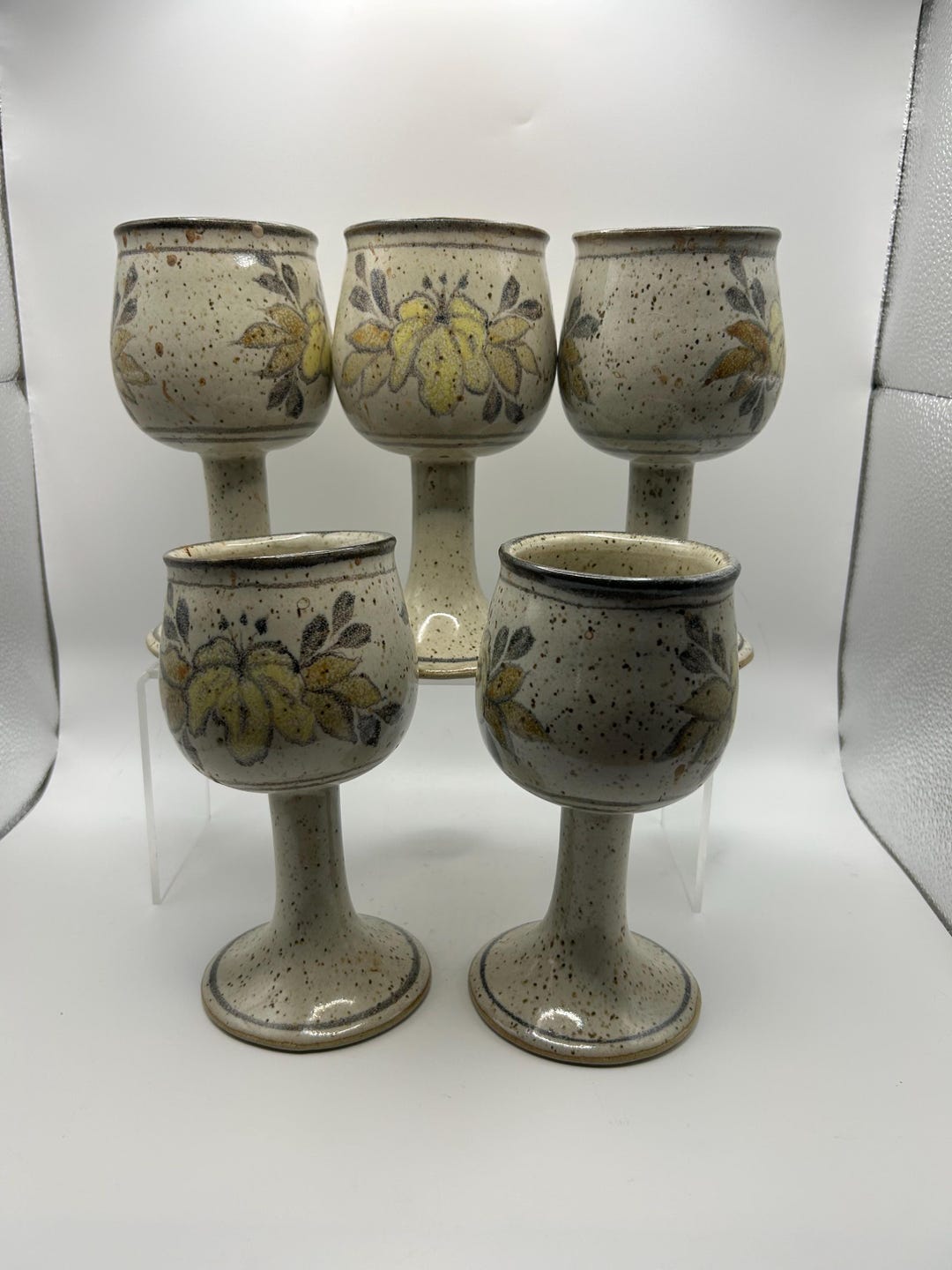Stoneware Hand Painted Mexican Pottery Goblets - Set of 6 - VTG - Etsy