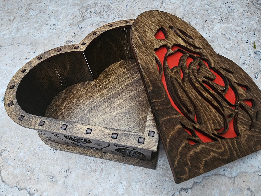 Laser-cut Wooden Heart Box With Rose Detail - Etsy