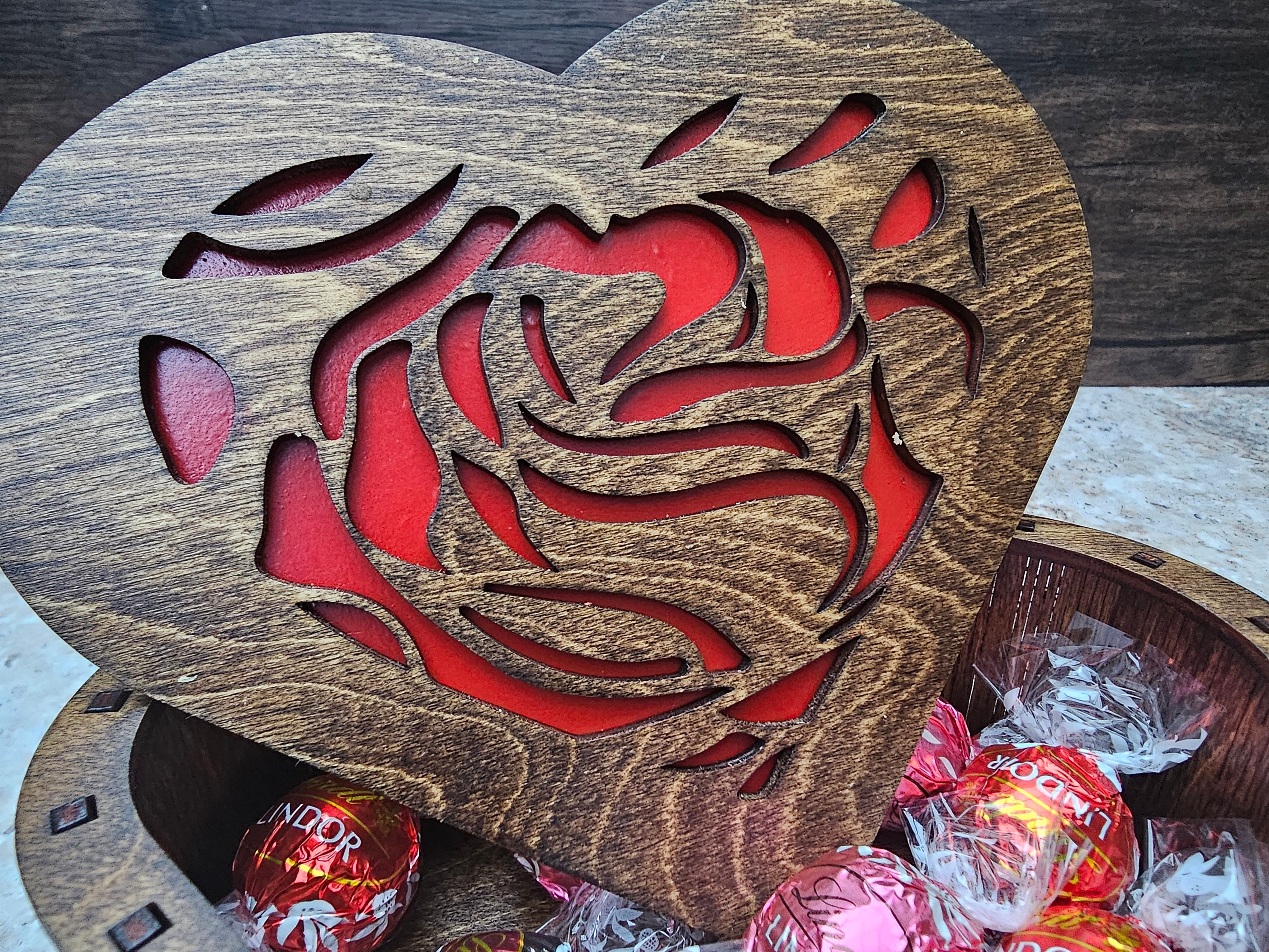 Laser-cut Wooden Heart Box With Rose Detail - Etsy