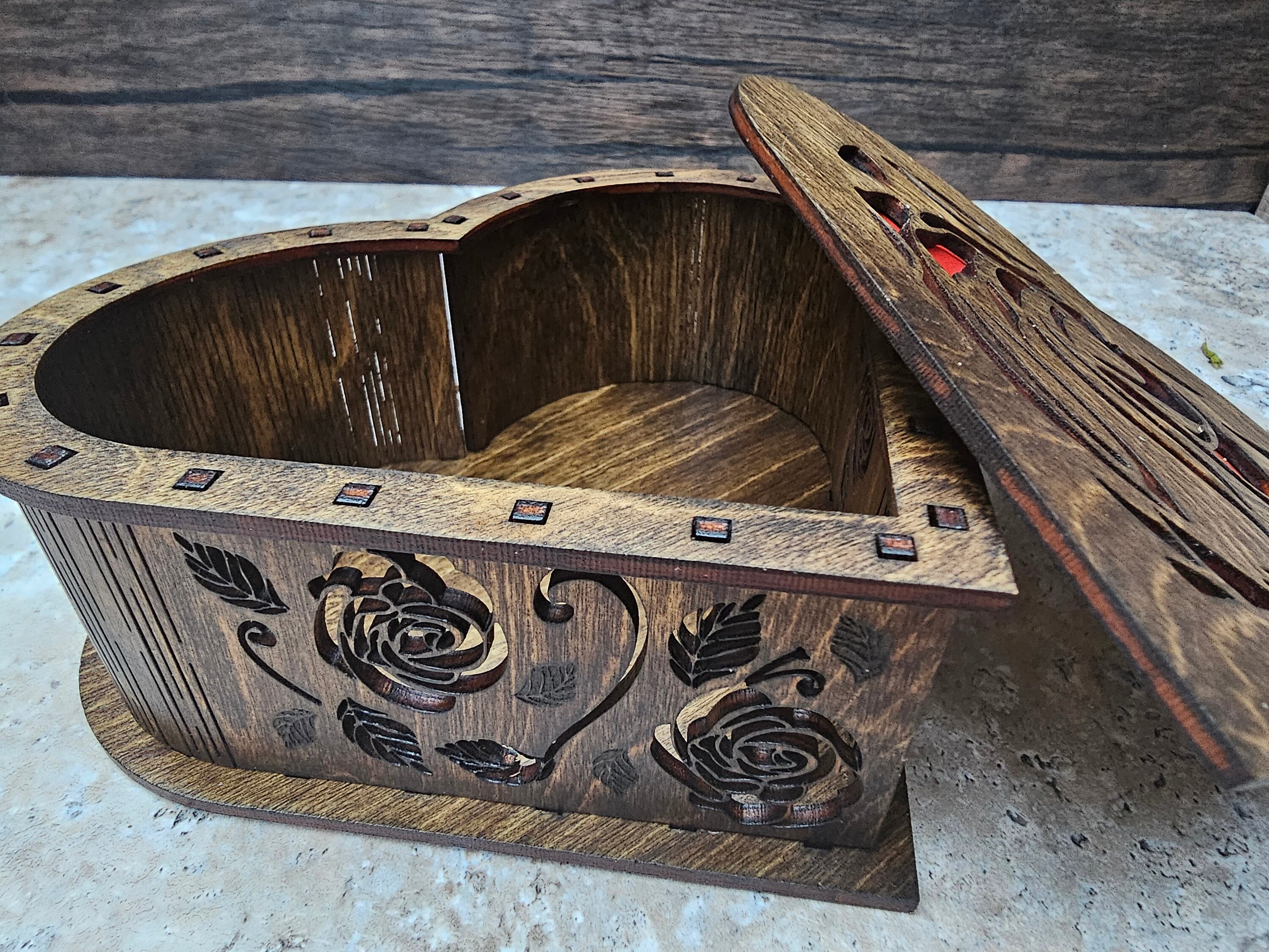 Laser-cut Wooden Heart Box With Rose Detail - Etsy