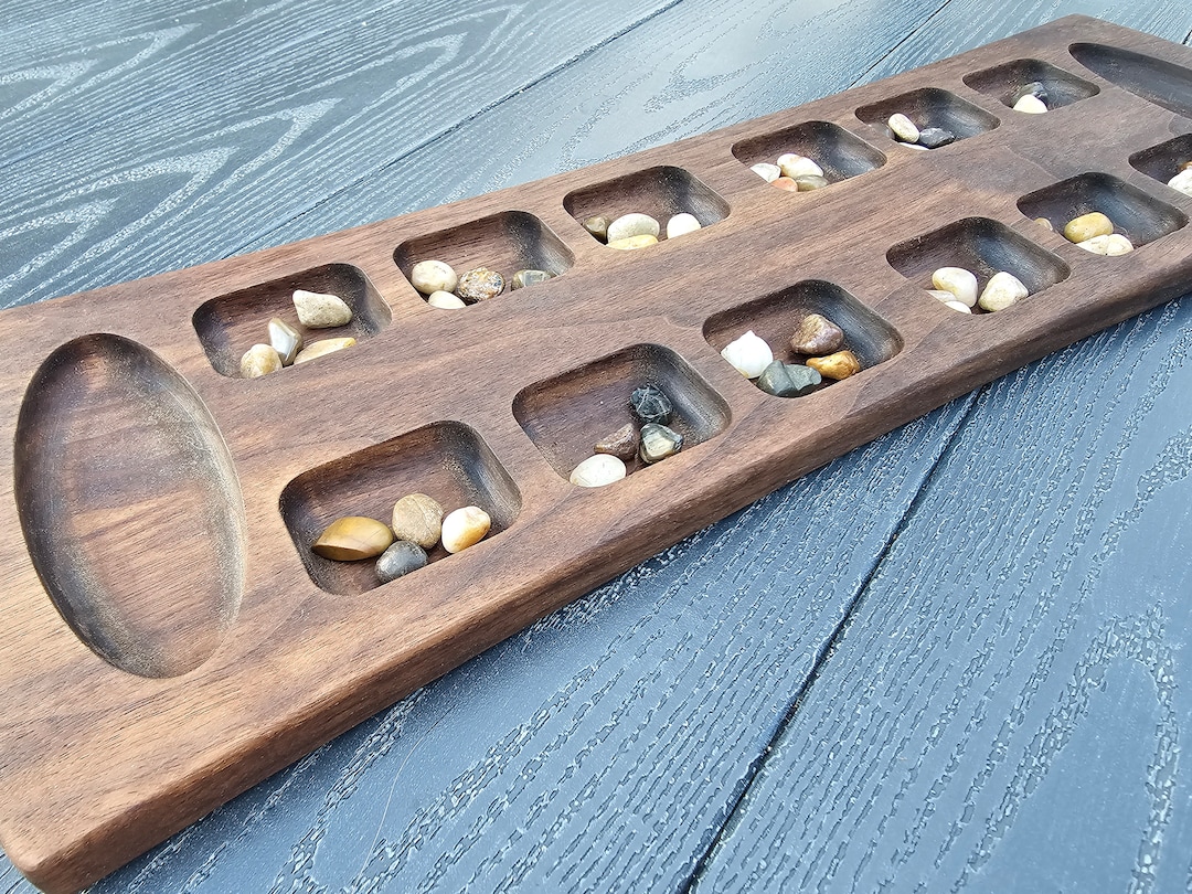 Deluxe Mancala Board Game, Walnut Hard Wood, Handmade Boardgame, Gift ...